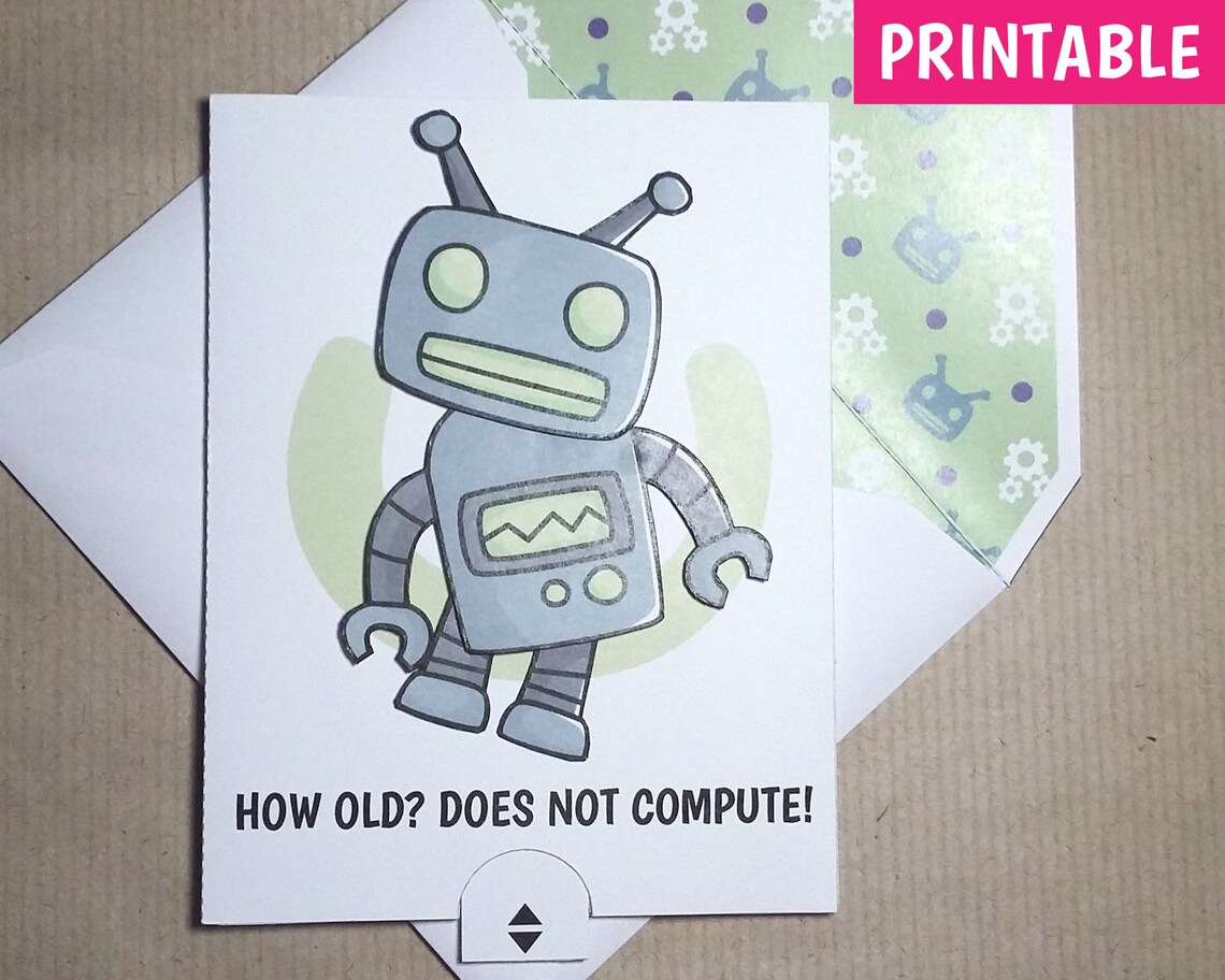 Robot Birthday Card With Mechanical Interactive Wiggling - Etsy