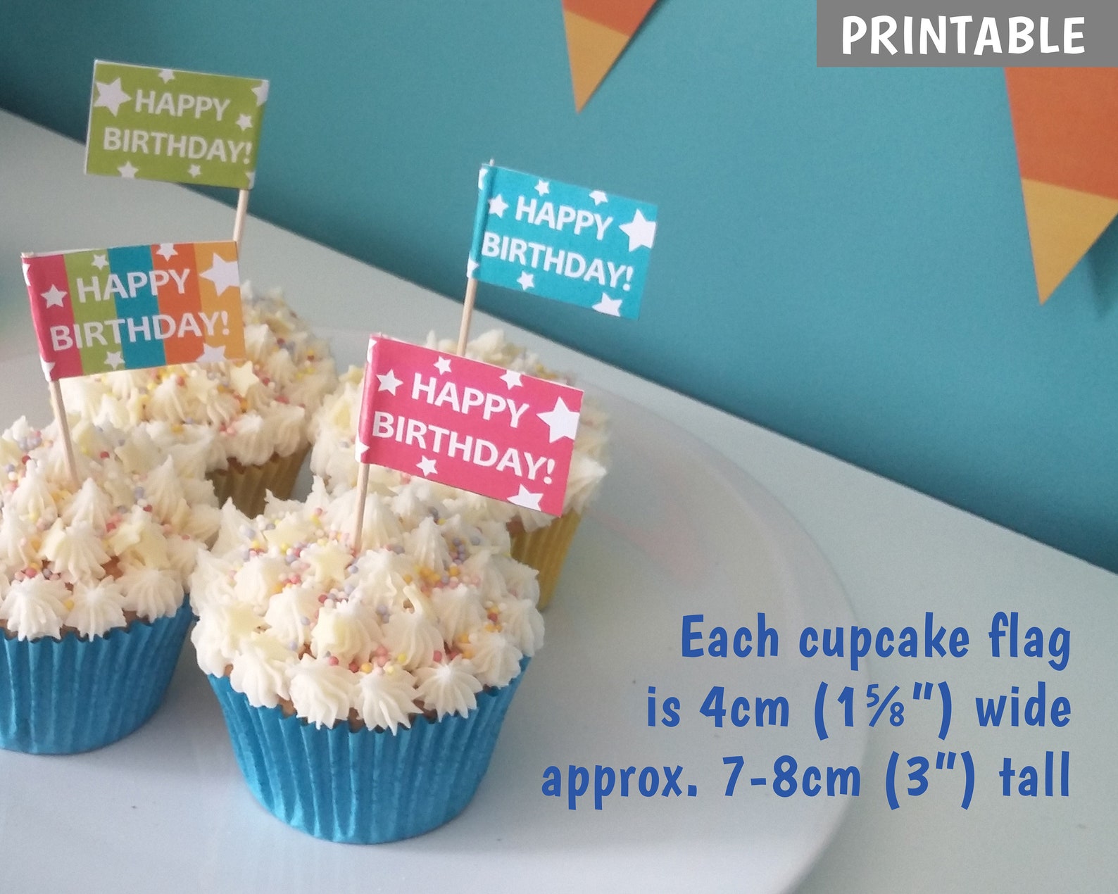 PRINTABLE Birthday Cupcake Flags, Make Your Own Cake Toppers, Tropical ...