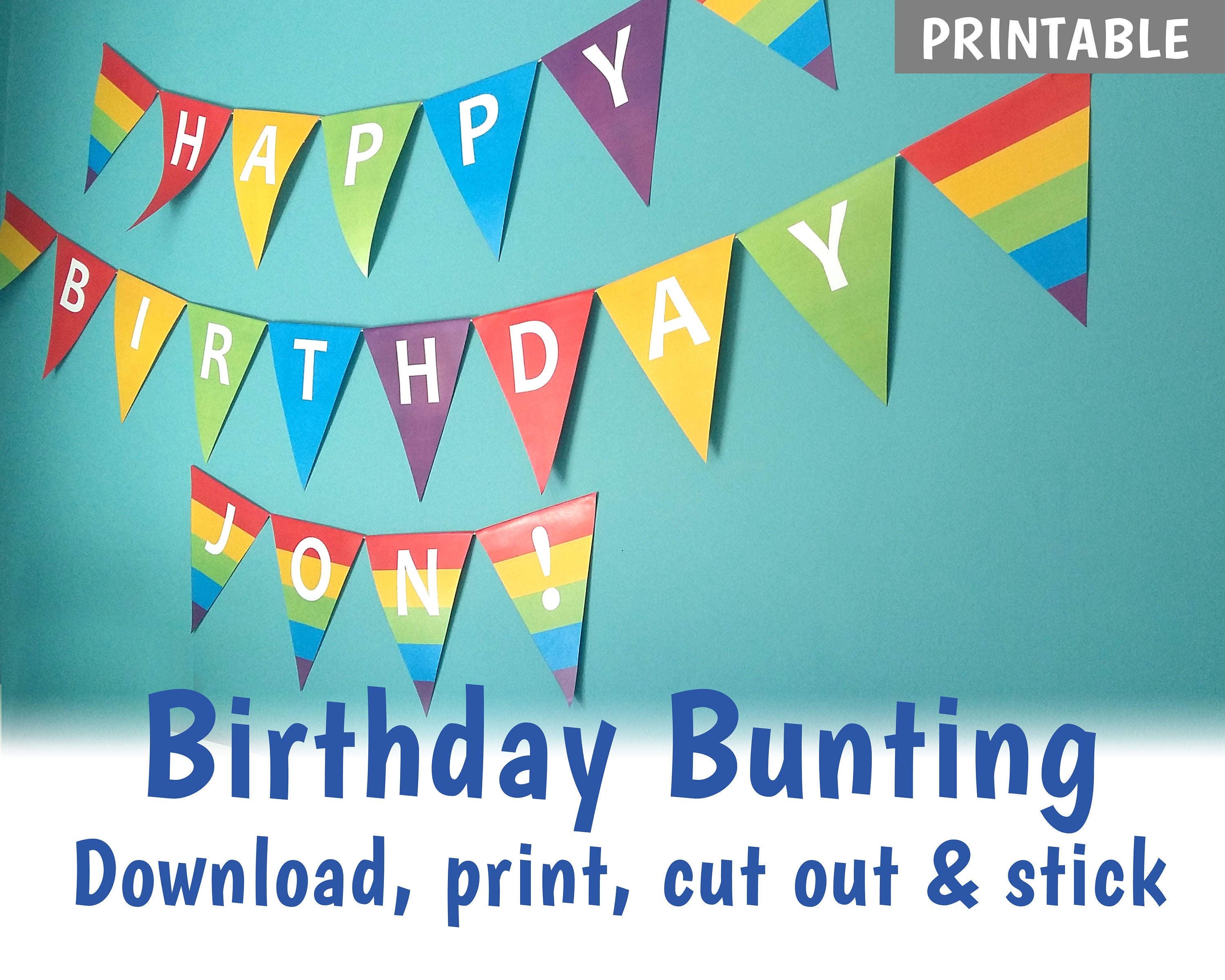 PRINTABLE Birthday Party Decorations, Make Your Own Birthday Bunting ...