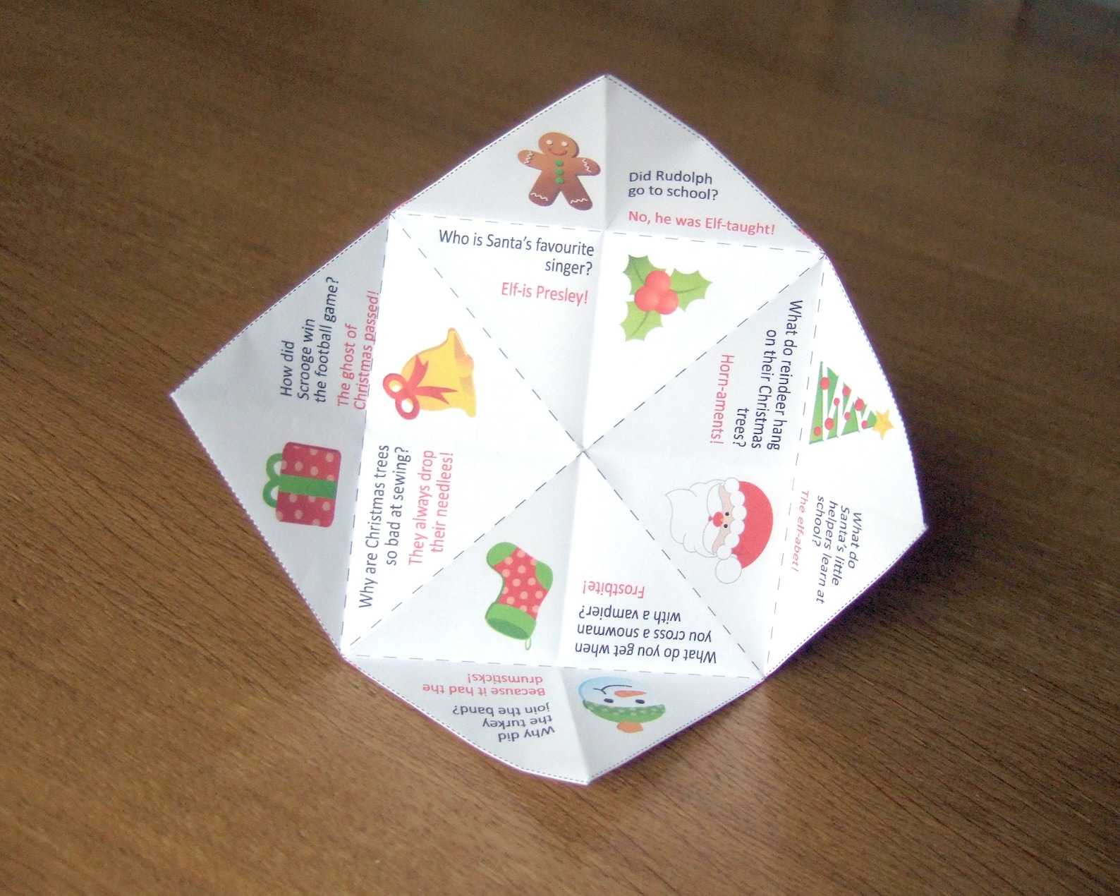 DIGITAL Christmas Joke Teller fortune Teller Cootie - Etsy