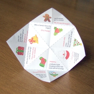 DIGITAL - Christmas Joke Teller (fortune Teller, Cootie Catcher) SANTA ...