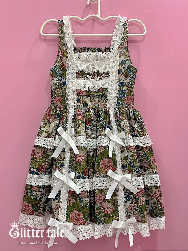 Custom Size Old School JSK EGL Dress Gobelin Flower Fabric With Small ...