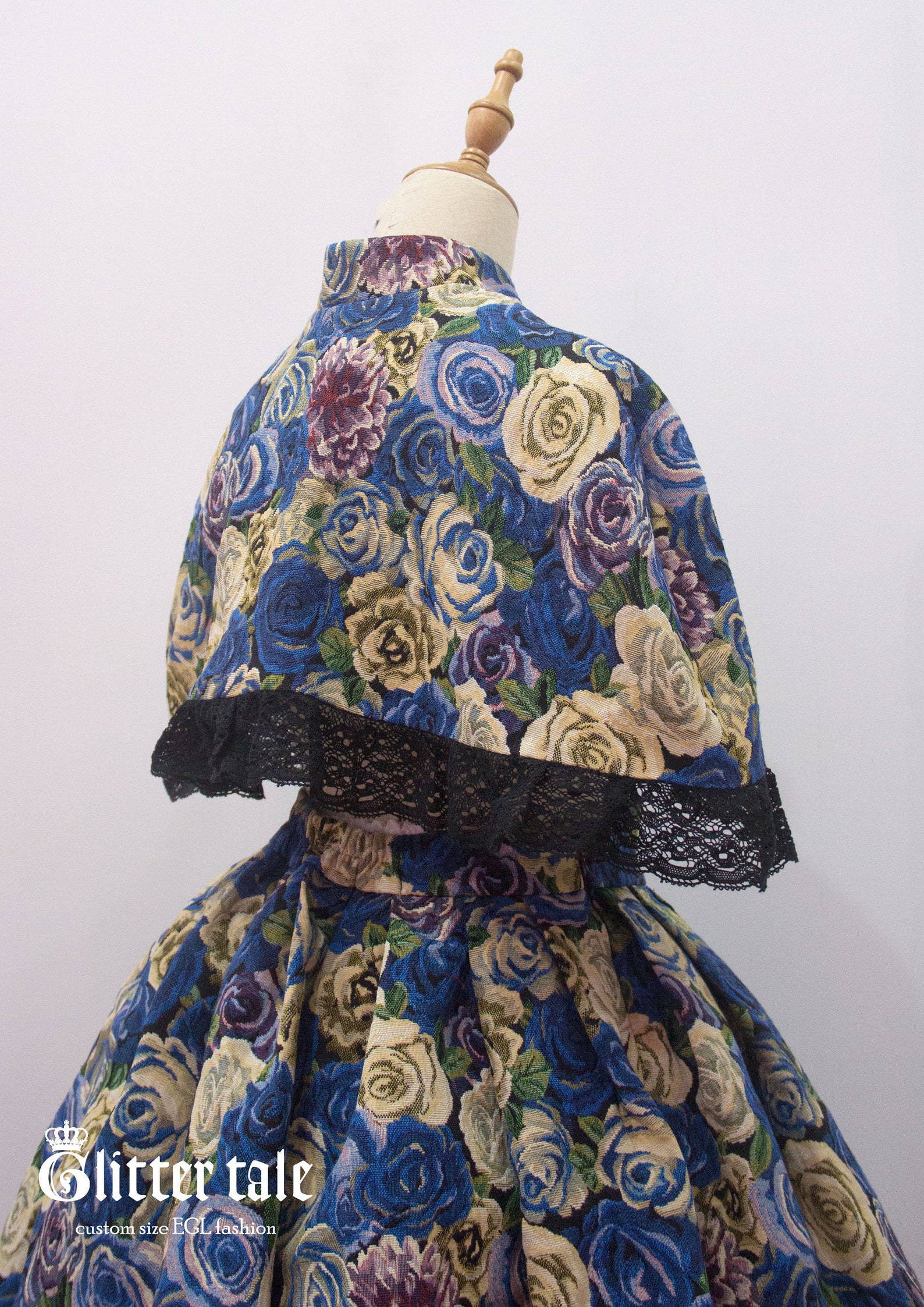 Gobelin Cape Skirt Set Old School Classic Lolita Floral Print - Etsy