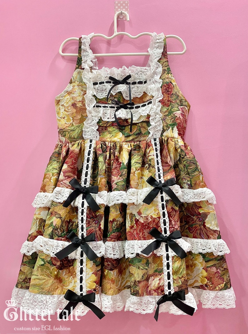 Custom Size Old School JSK EGL Dress Gobelin Flower Fabric With Small ...