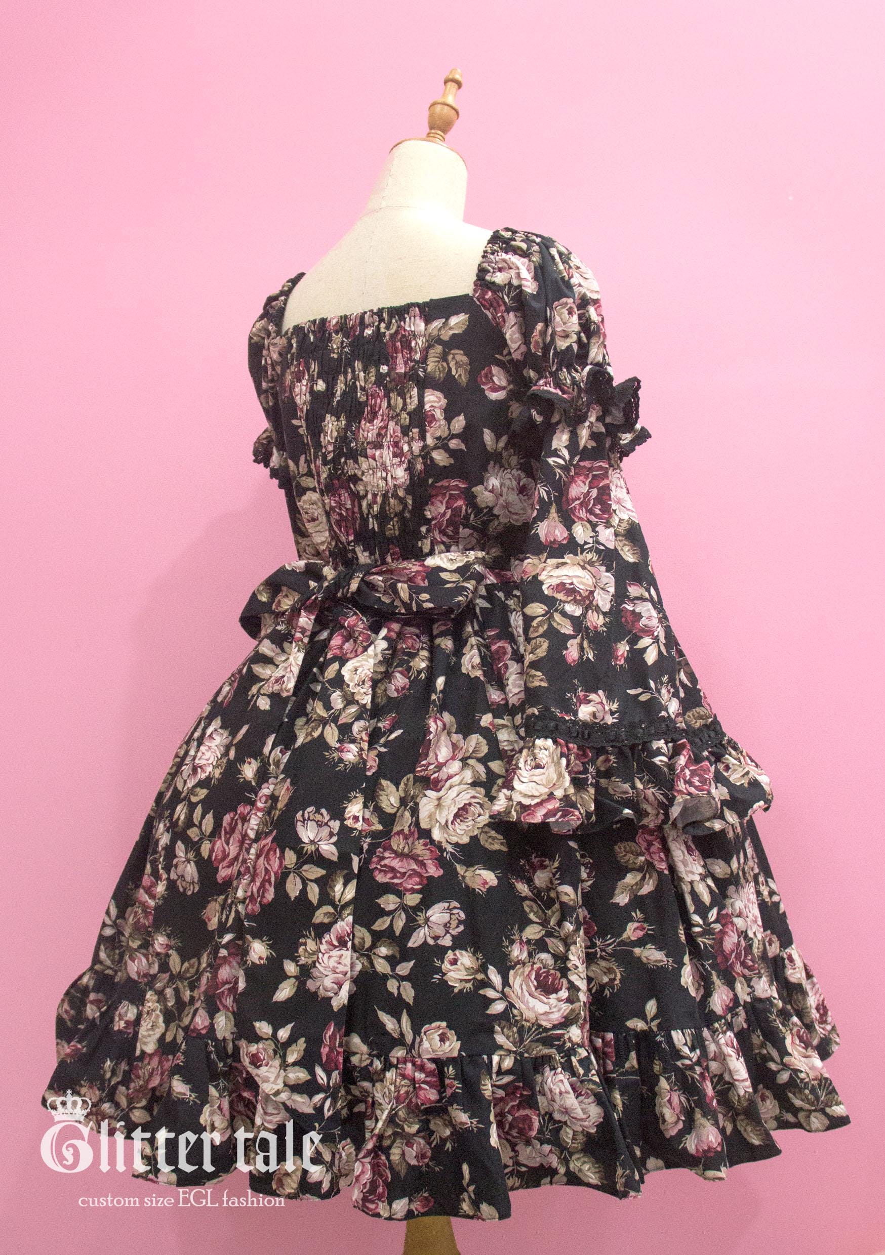 Custom Size EGL Fashion Vintage Floral Detachable Sleeves One Piece ...