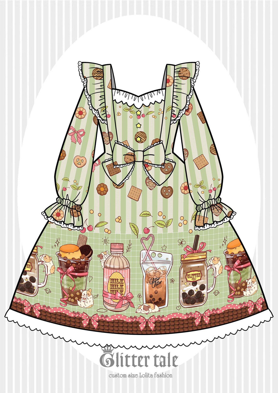 Sweet Lolita Hamster Boba Tea Print Kawaii OP Dress- Custom Size - Etsy