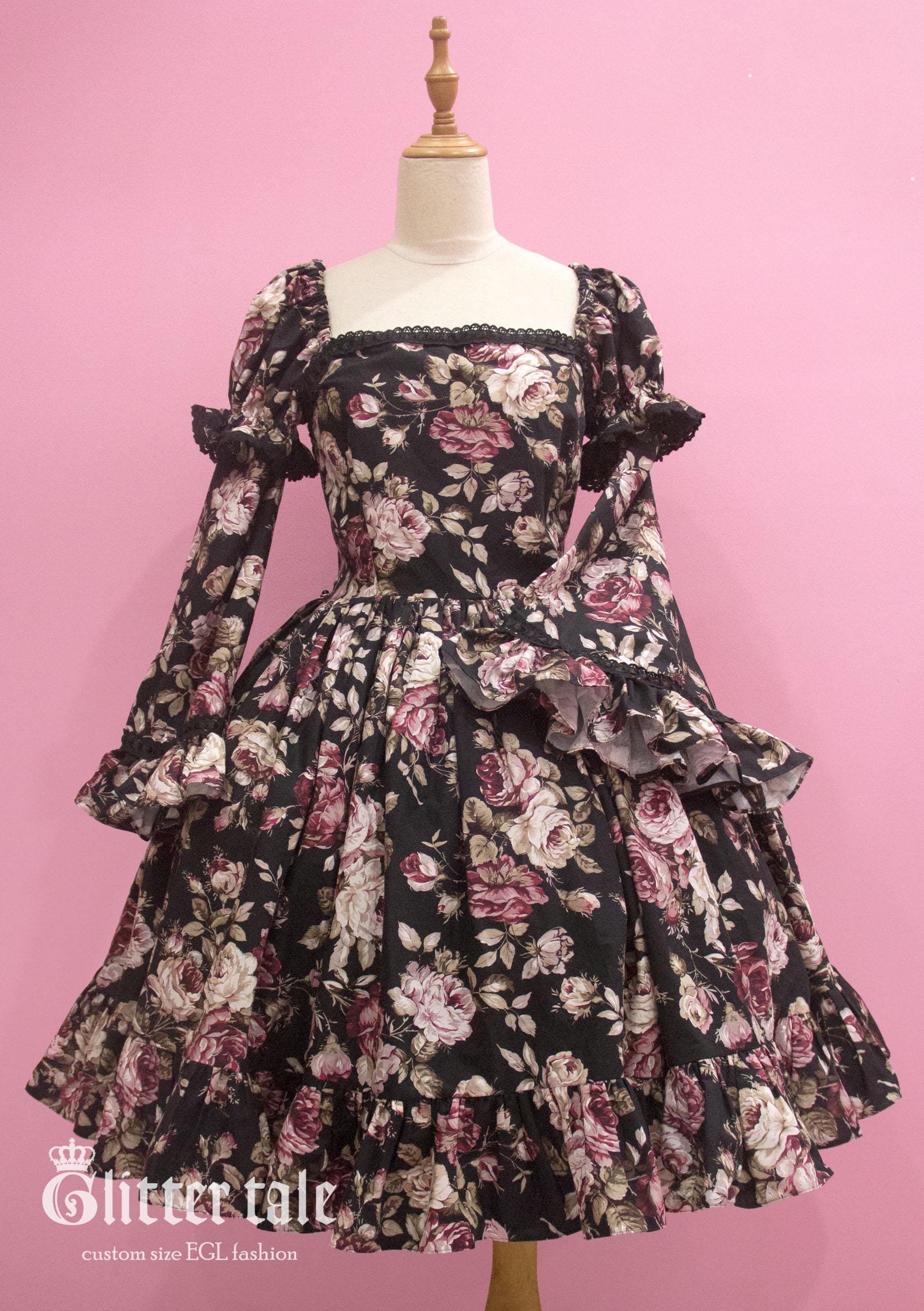 Custom Size EGL Fashion Vintage Floral Detachable Sleeves One Piece ...