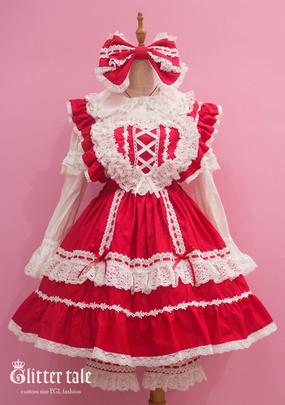 Custom EGL Fashion Old-school Heart JSK Dress Bloomers Blouse Head Bow ...