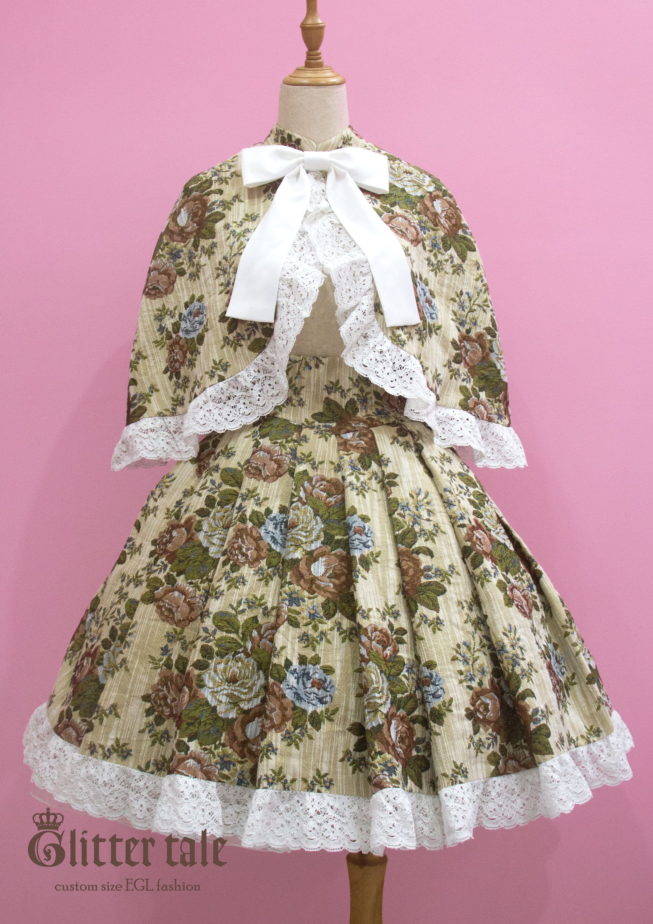 Gobelin Cape Skirt Set Old School Classic Lolita Floral Print - Etsy