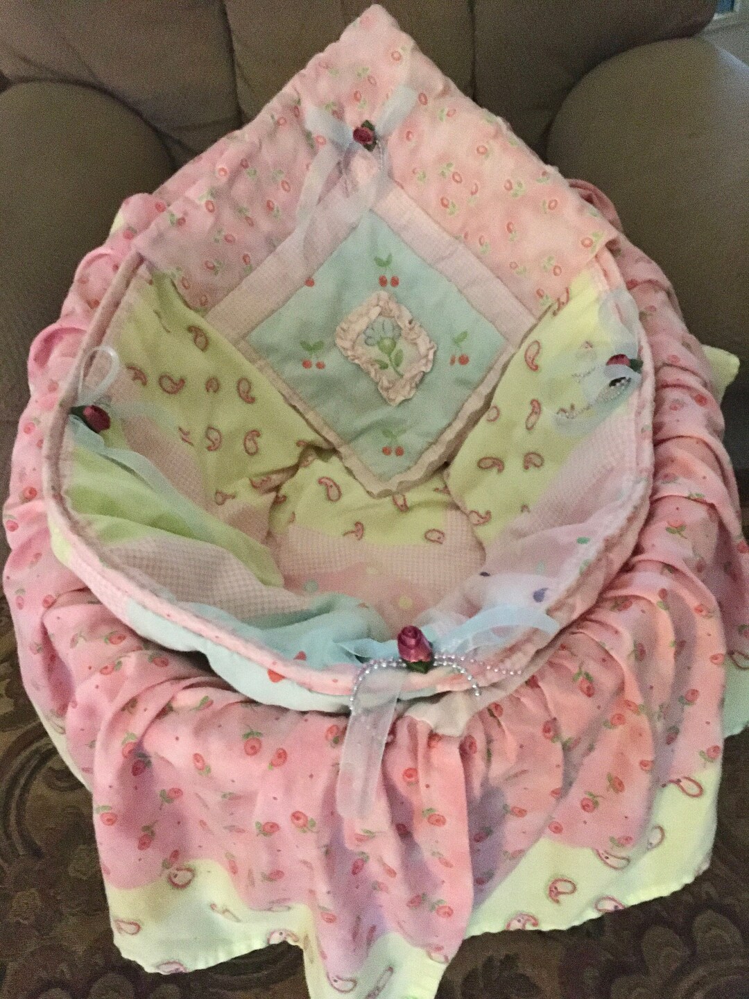 Cozy Doll Display Baskets by Sandee Newborn Floral Paisley Patchwork ...