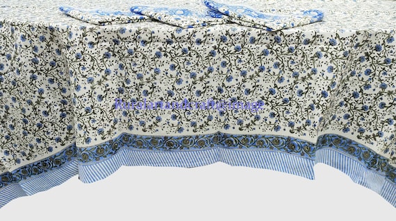 Indian Hand Block Table Cloth Flower Design Hand Block Printed | Etsy