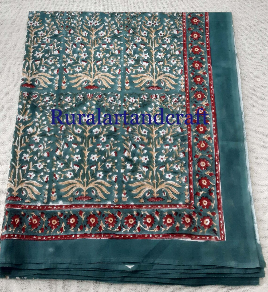 Indian Handmade Printed Hand Block Table Cloth Flower Design - Etsy
