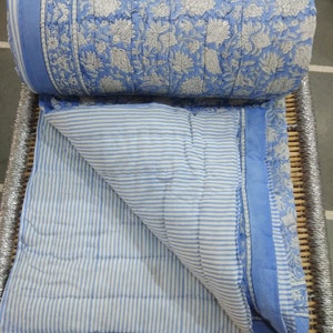 Jaipuri Hand Block Print Quilt Handmade Cotton Bedding Quilt Indian ...