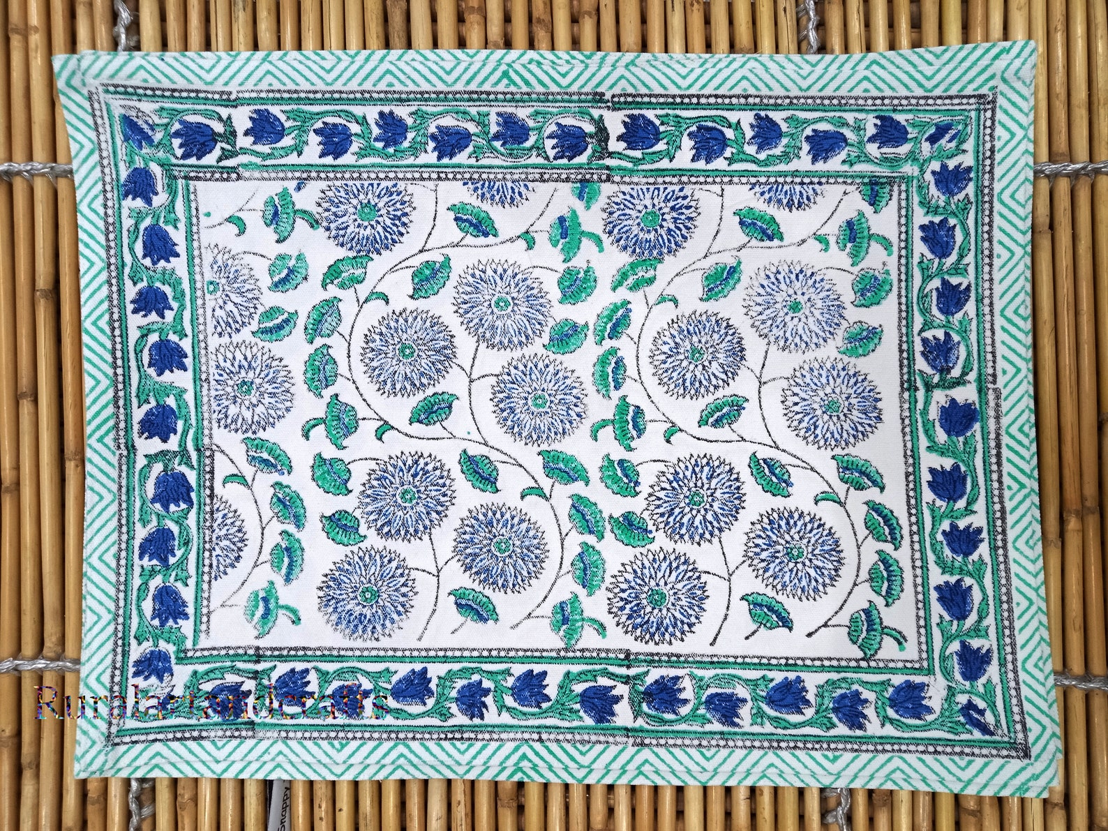 Indian Floral Print Place Mat Vintage Art Mat Hand Block Print - Etsy