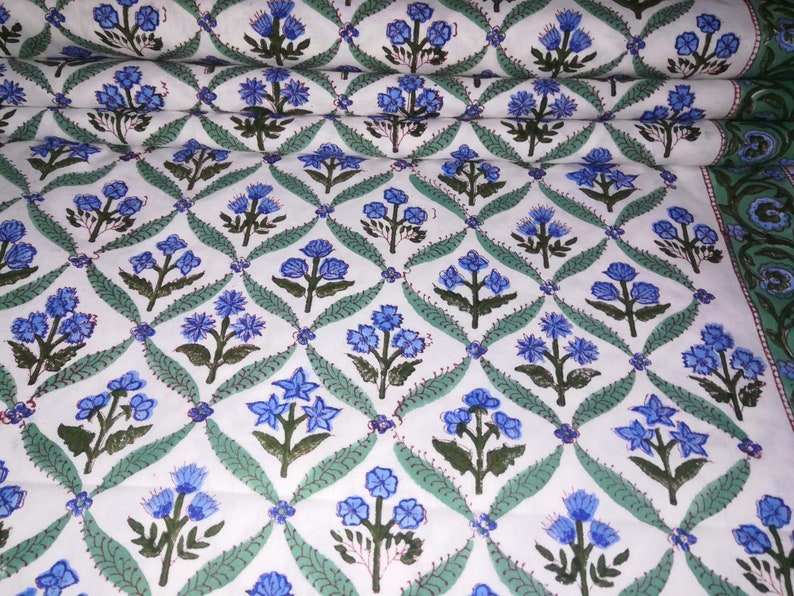 New Hand Block Print Cotton Flat Sheet Handmade Bed Sheet Hand - Etsy