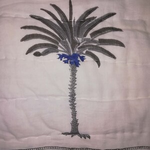 Palm Tree Kantha Reversible Quilt Soft Cotton Quilt Hand Block Print ...