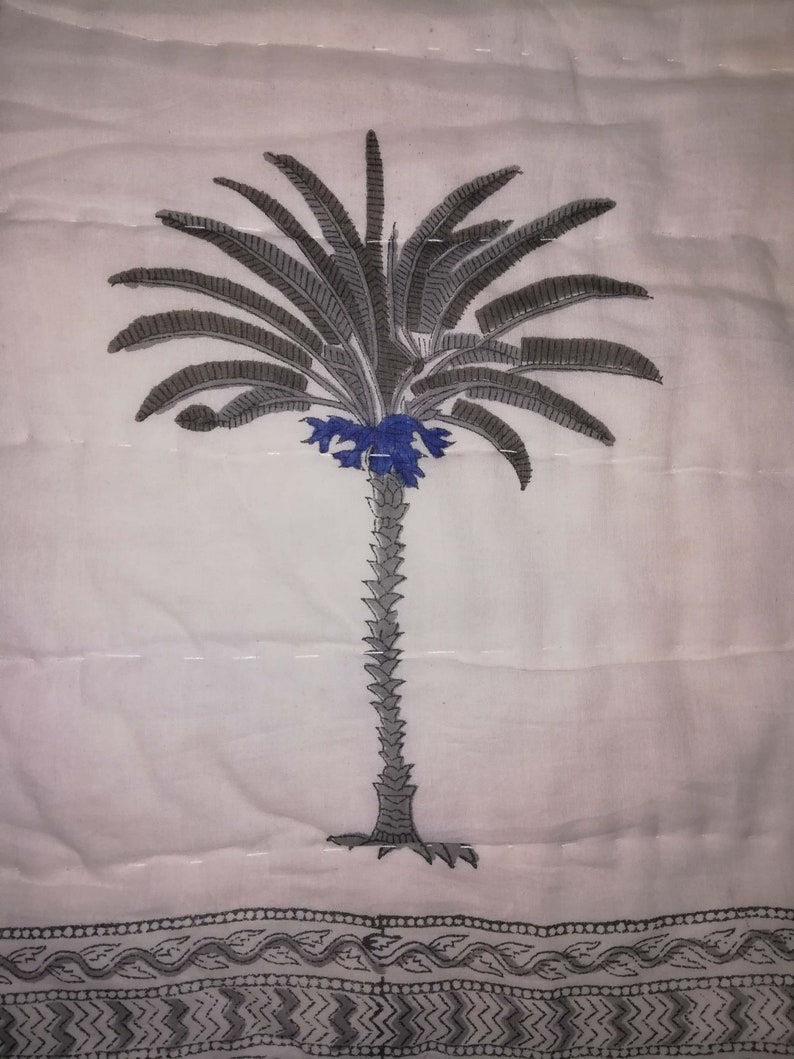Palm Tree Kantha Reversible Quilt Soft Cotton Quilt Hand Block | Etsy