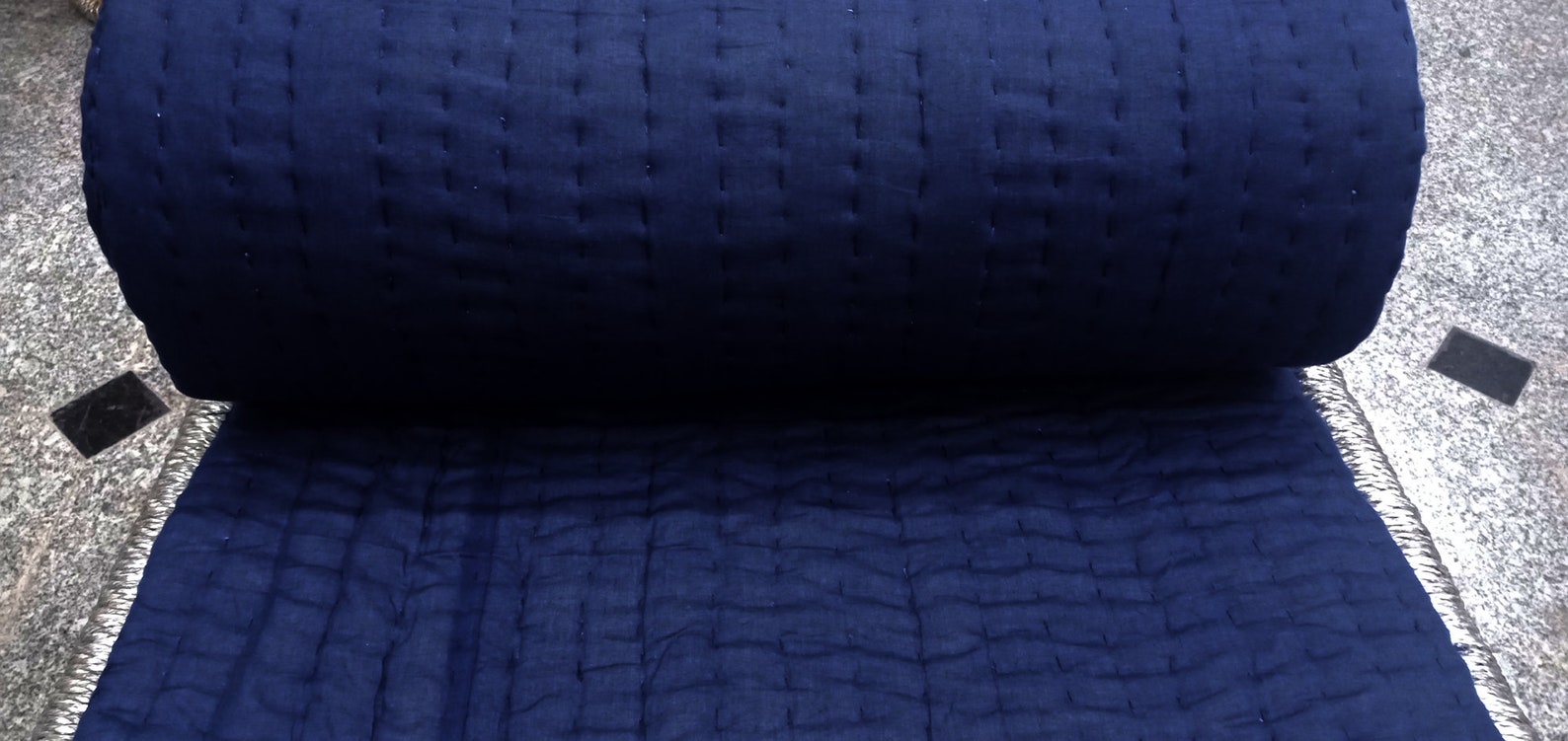 New Plain Blue Color Cotton Quilt Reversible Handmade Quilt - Etsy