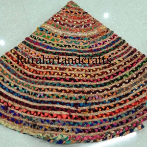 60" Inch Chindi Jute Area Rag Rug Hand Woven Mats Rug Indian Handmade ...