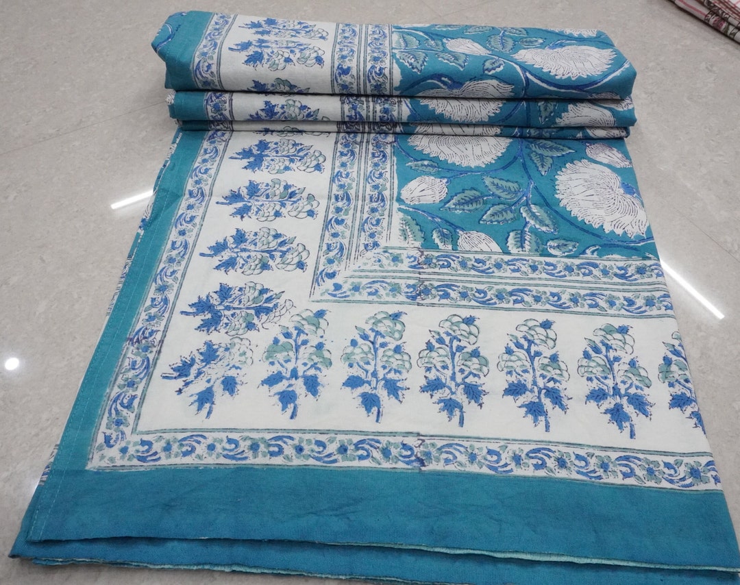 Handmade Flat Sheet Bed Sheet Floral Print Bedspread Cotton Bedding ...