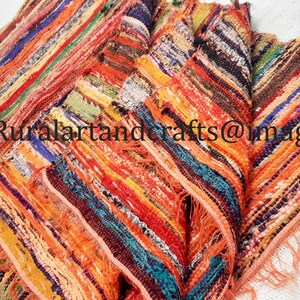 New Hand Women Chindi Rug Yoga Mat Chindi Mat Vintage Dhurrie Chindi ...