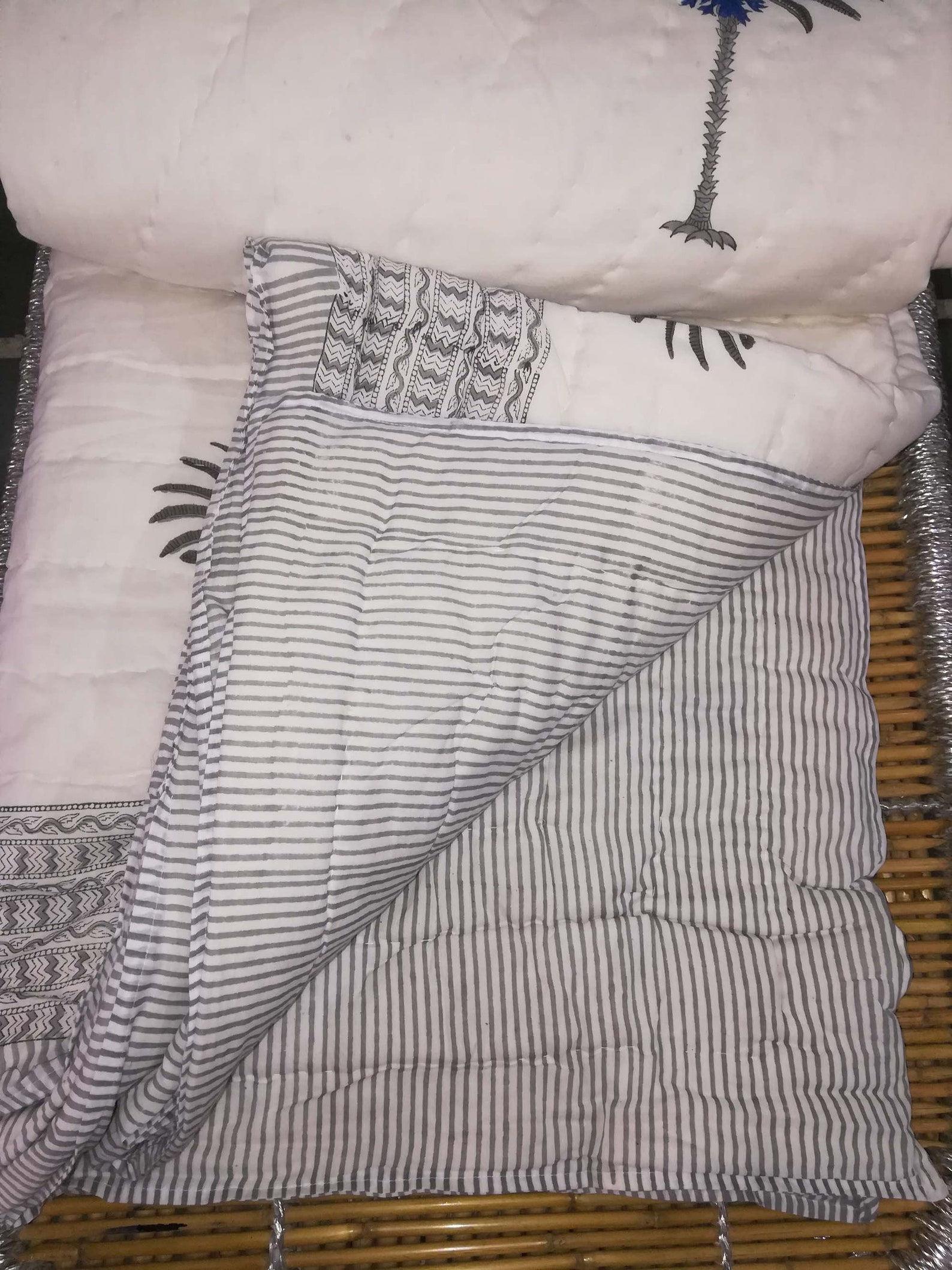 Palm Tree Kantha Reversible Quilt Soft Cotton Quilt Hand Block | Etsy