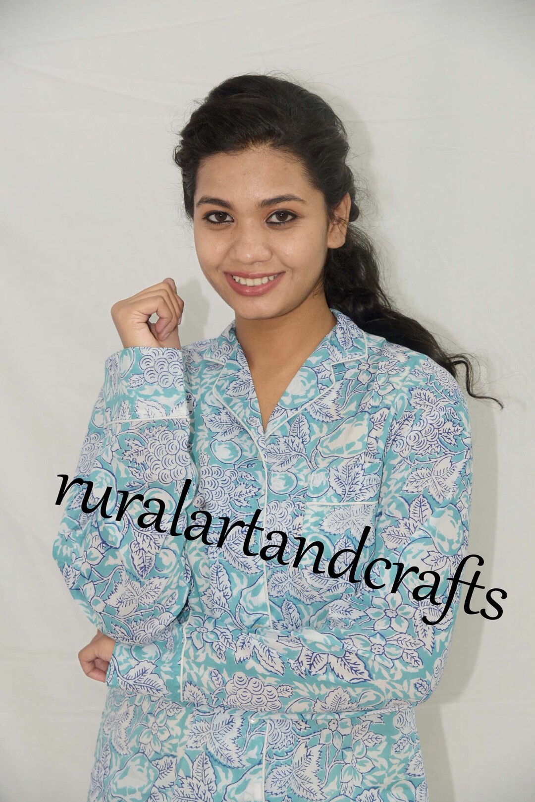 Indian Women Hand Block Print Nightwear Floral Print Short Set Pajamas ...