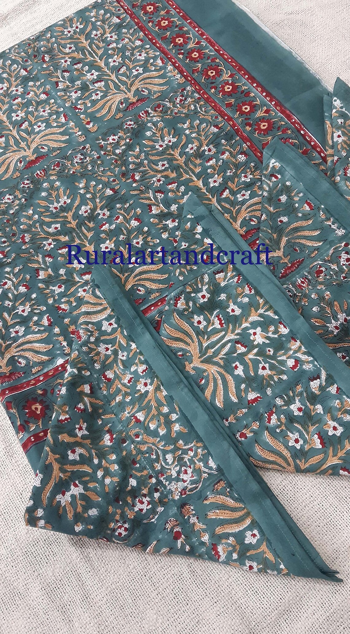 Indian Handmade Printed Hand Block Table Cloth Flower Design - Etsy