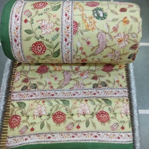 New Indian Hand Block Print Soft Cotton Quilt Razai Bedspread Handmade ...