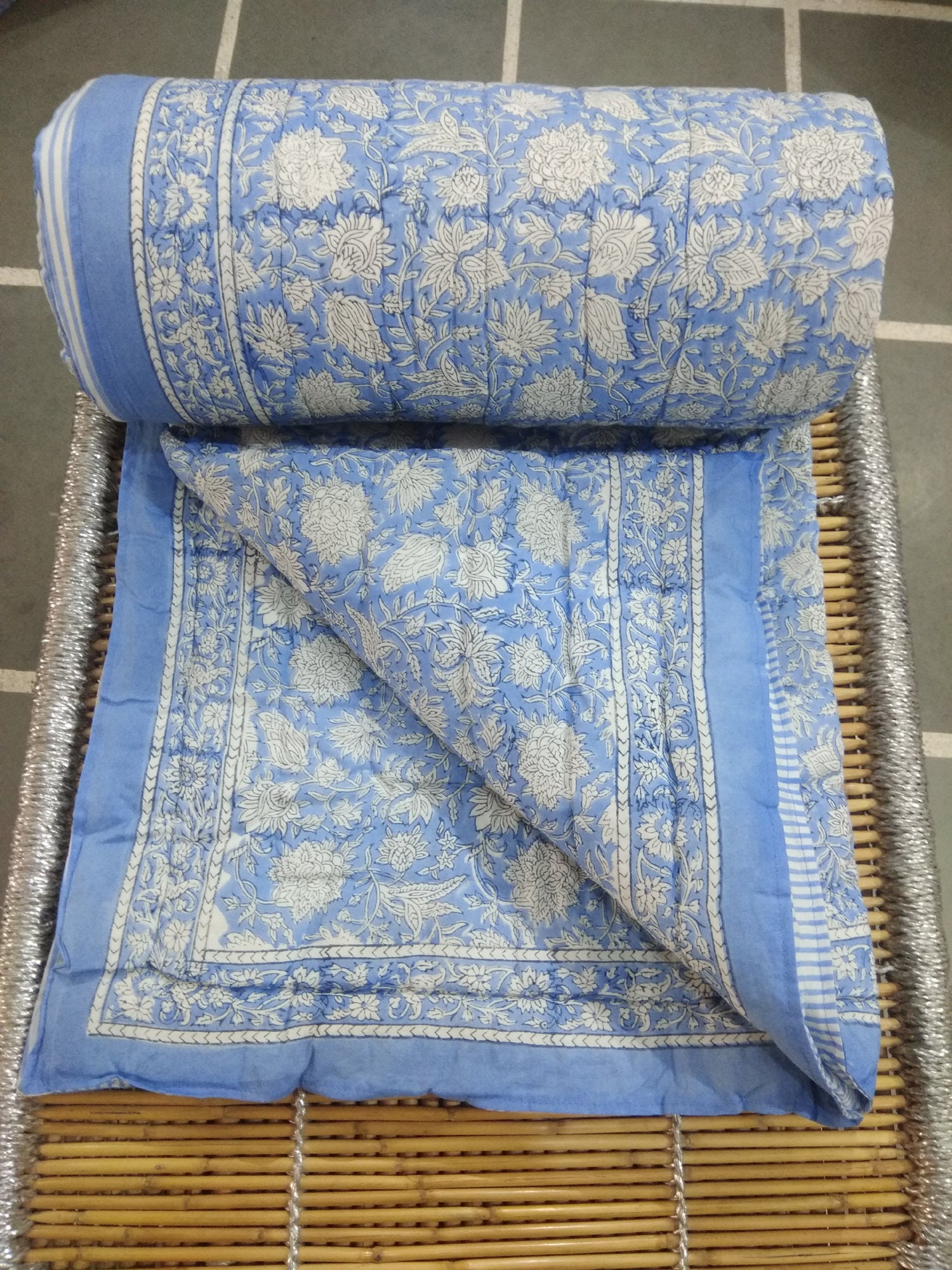 Jaipuri Hand Block Print Quilt Handmade Cotton Bedding Quilt - Etsy