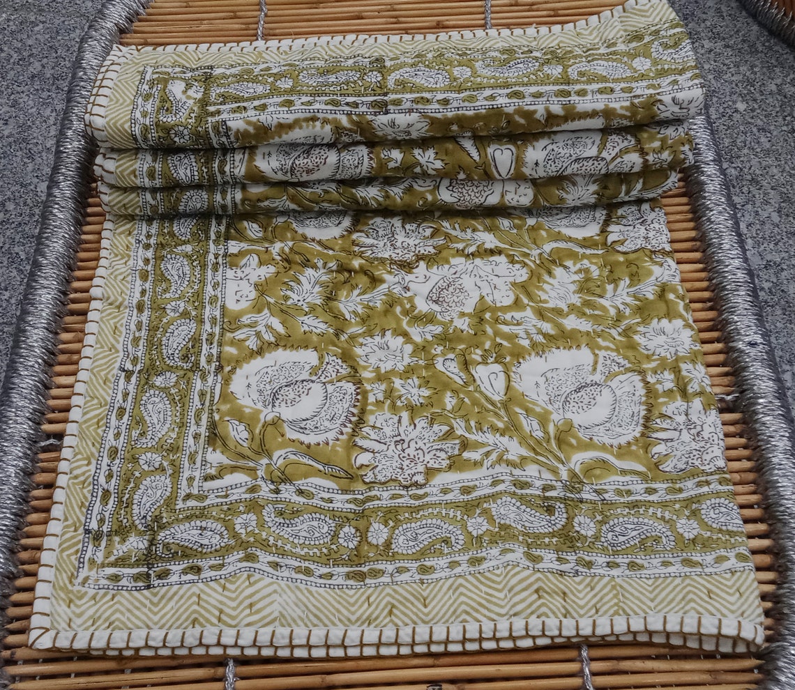 Cotton Hand Block Print Baby Quilt Handmade Blanket Kids - Etsy