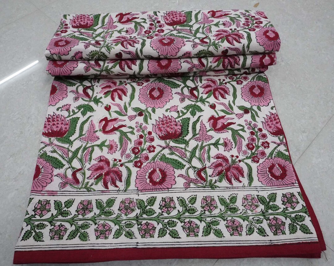 Hand Block Print Bed Sheet New Floral Print Bedspread Cotton Bedding ...