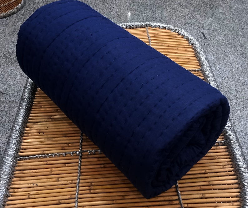 New Plain Blue Color Cotton Quilt Reversible Handmade Quilt - Etsy