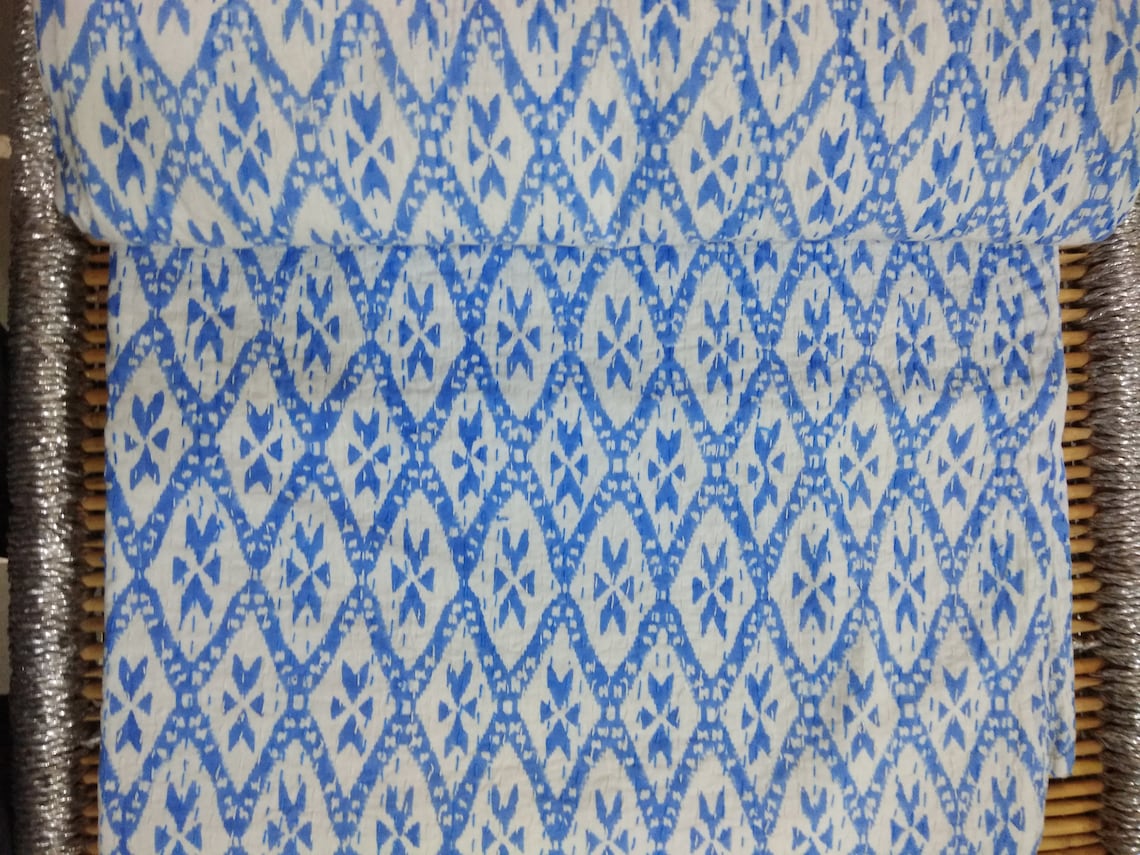 Three Size Bed Available Ikat Hand Block Print Kantha Quilt - Etsy