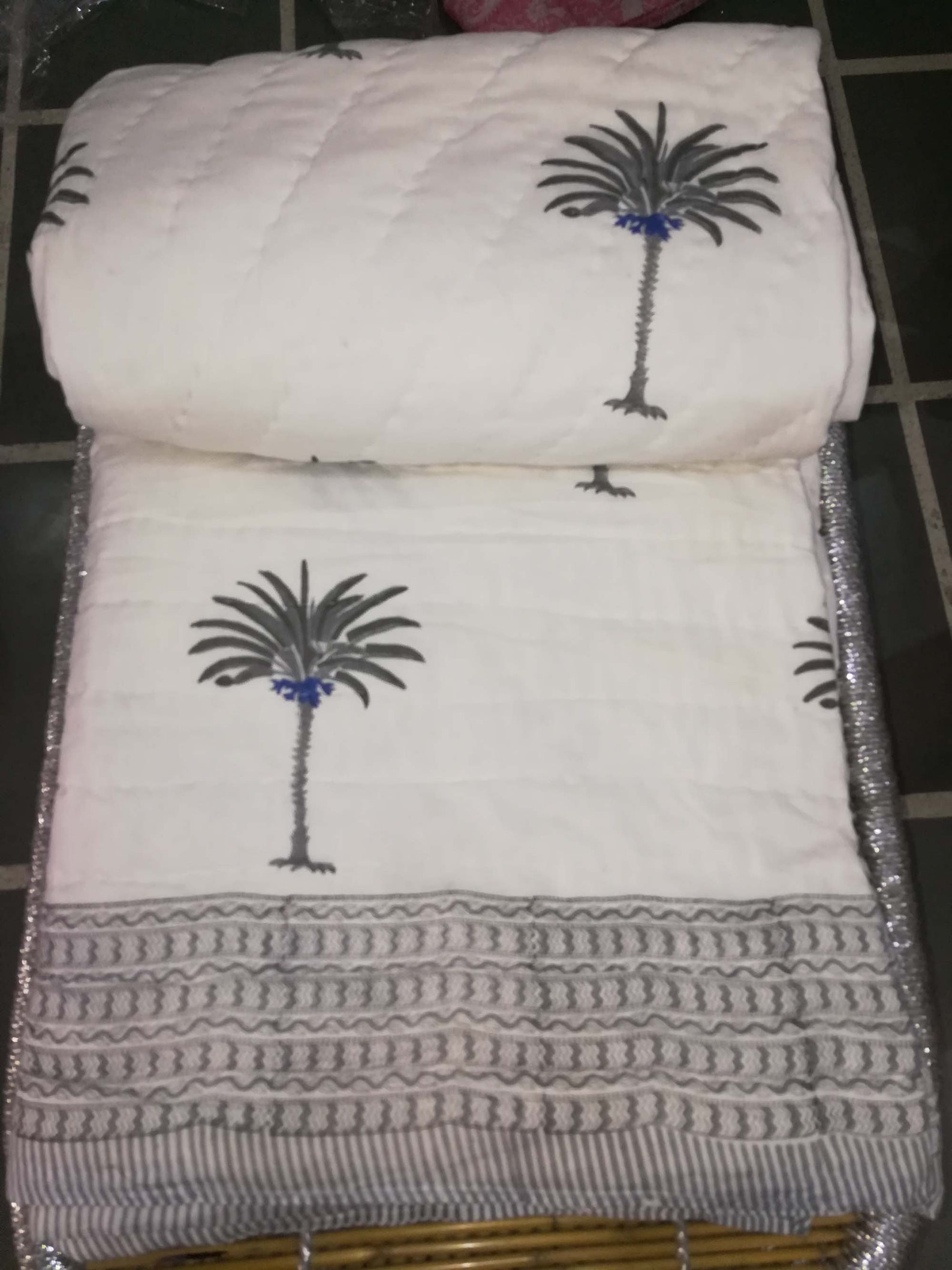 Palm Tree Kantha Reversible Quilt Soft Cotton Quilt Hand Block | Etsy