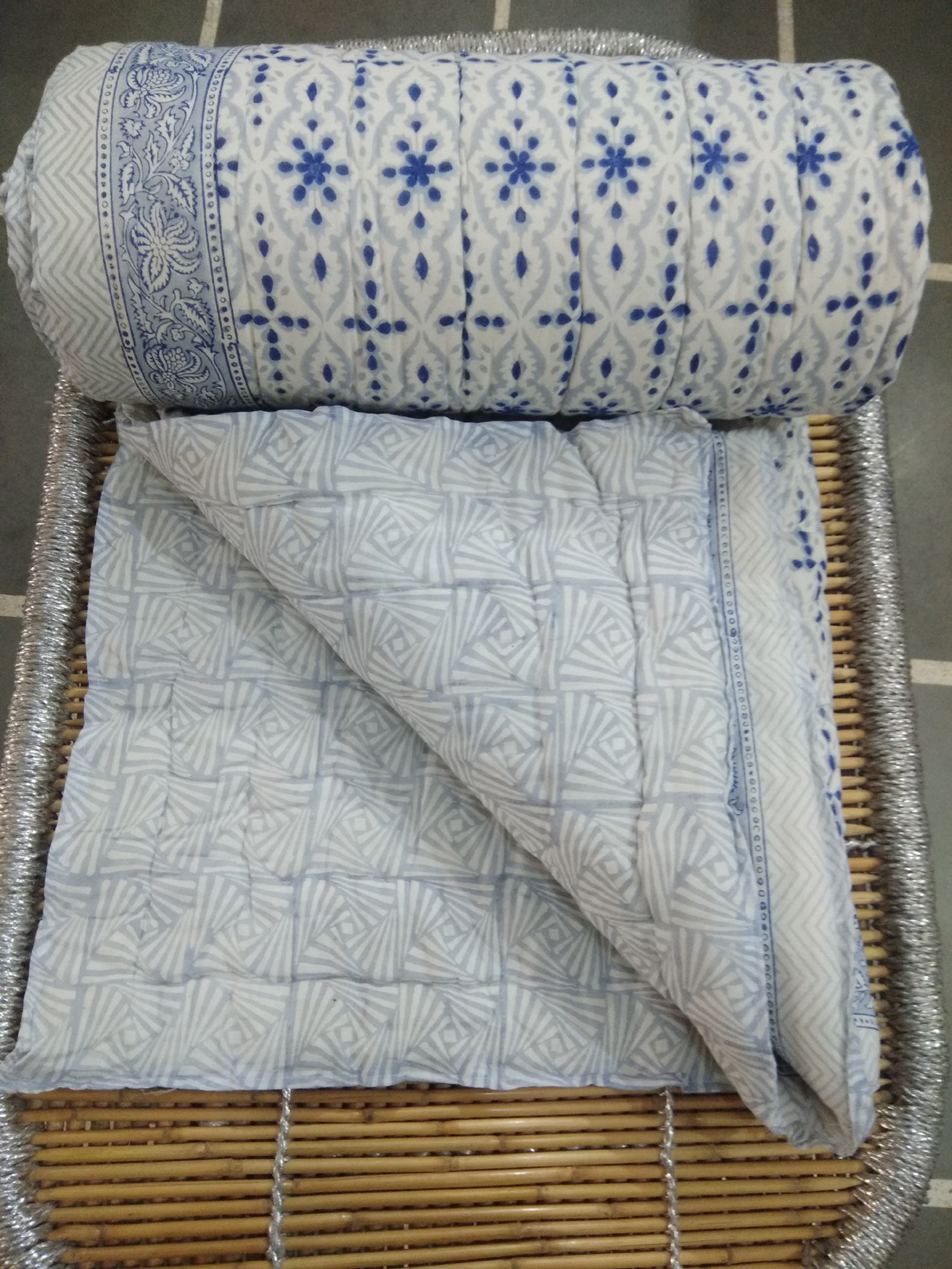 New Indian Hand Block Print Cotton Quilt Reversible Hand Print | Etsy