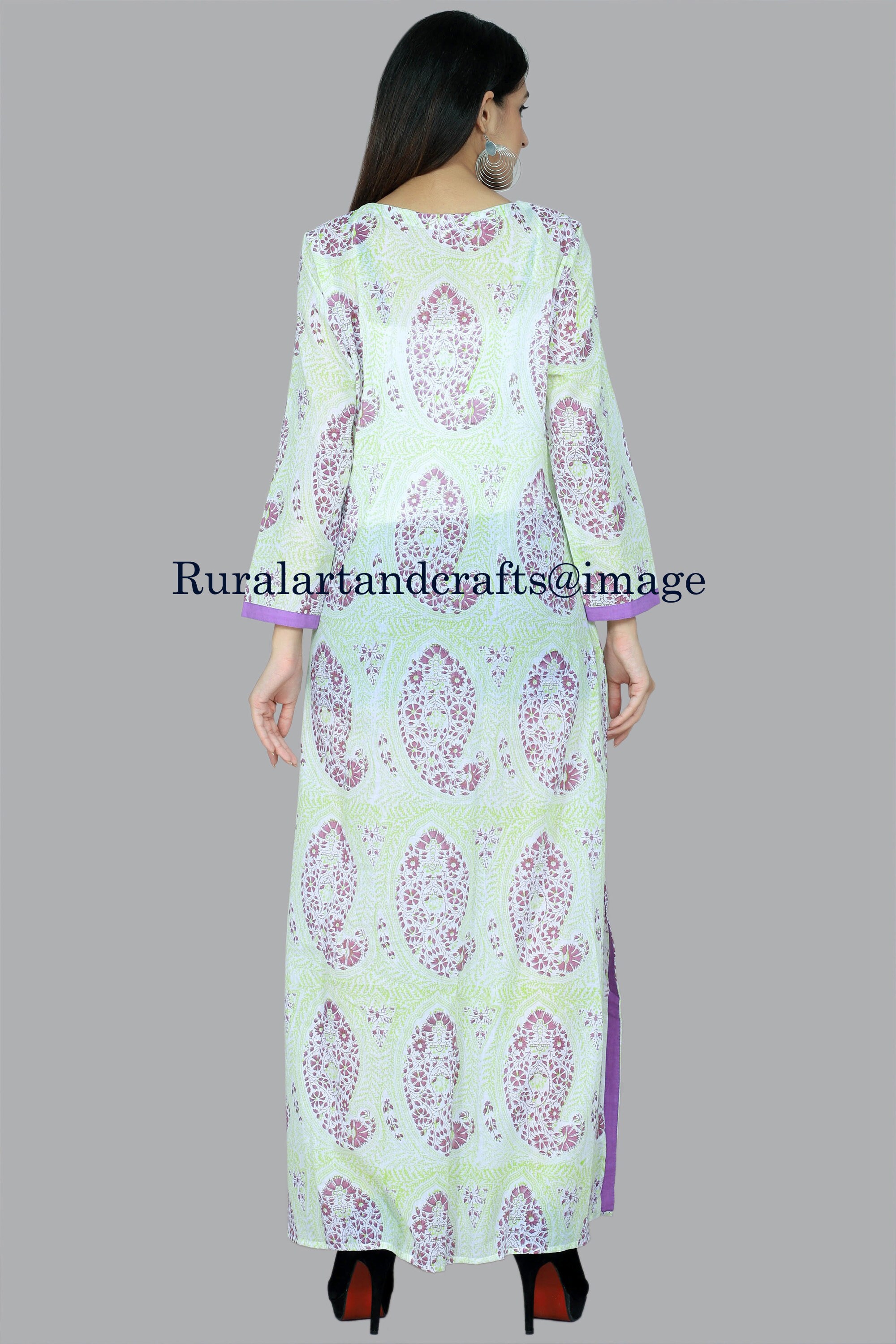 Women Straight Slit Draw String Dress Hand Block Print Cotton - Etsy UK