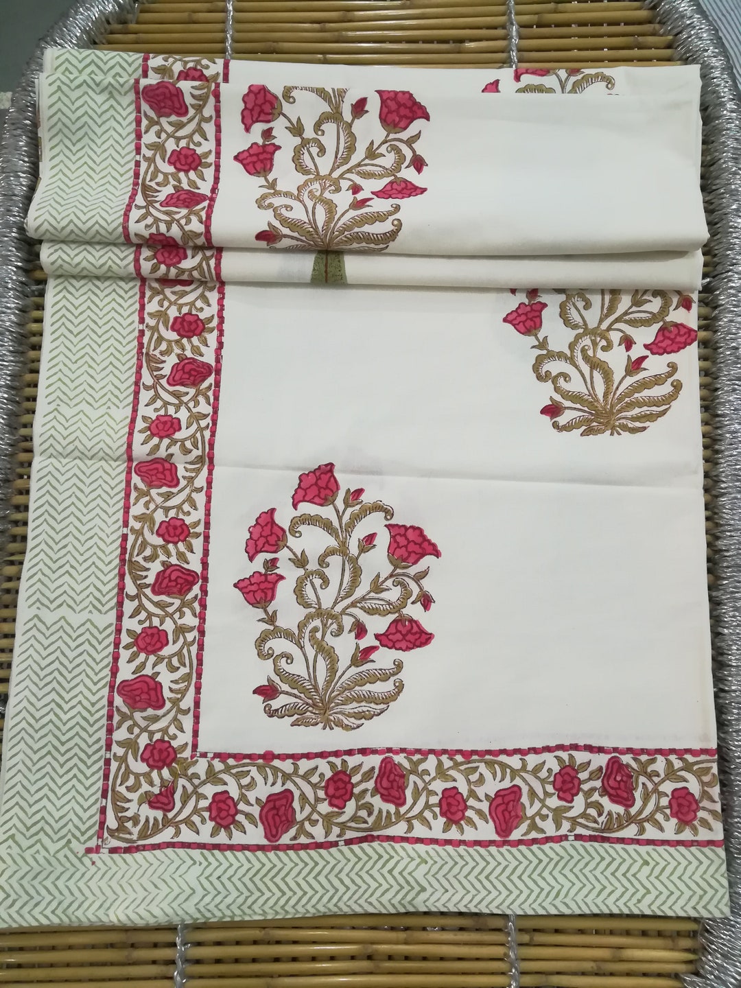 Hand Block Print Bed Sheet Bedding Blanket Floral Print Bed Cover ...