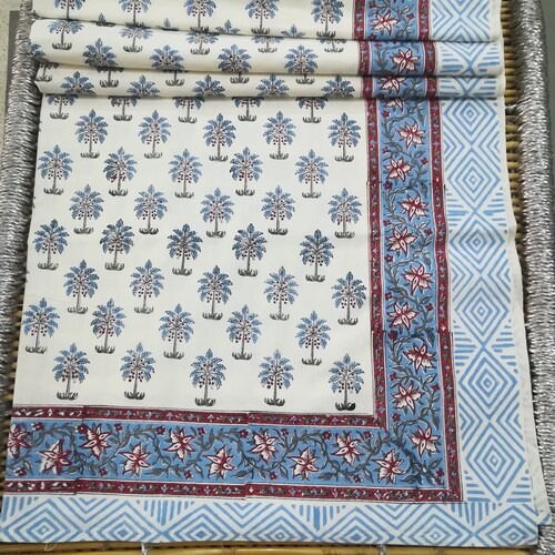 New Hand Block Print Cotton Flat Sheet Handmade Bed Sheet Hand - Etsy