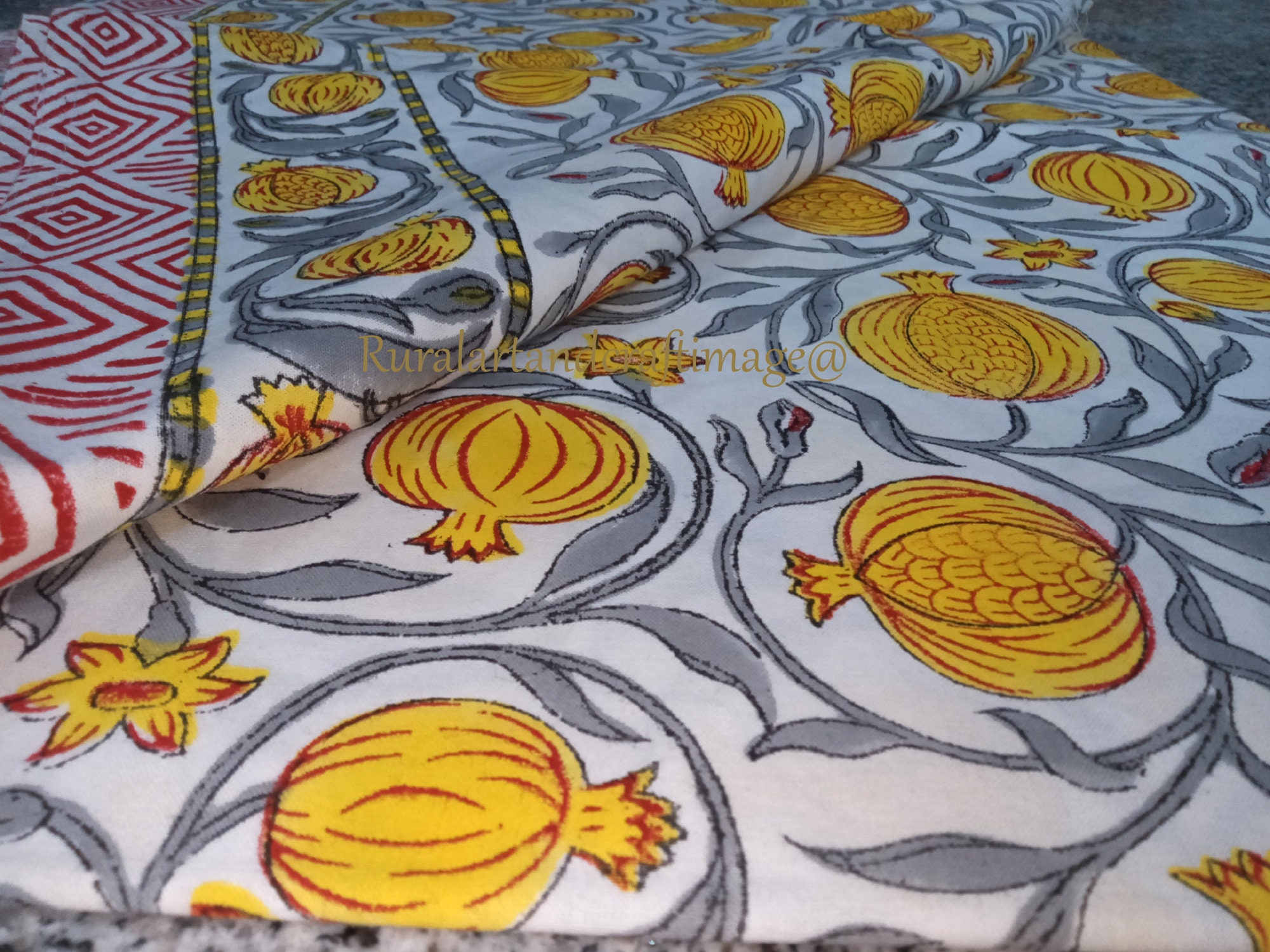 Hand Block Print Cotton Flat sheet Bed cover floral printed | Etsy