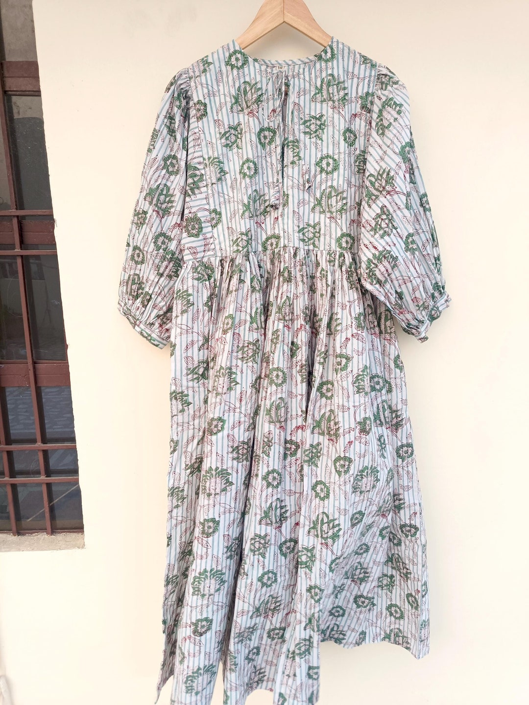 Hand Block Floral Women Wear Dress, Midi Dress, Indian Mini Dress, Long ...