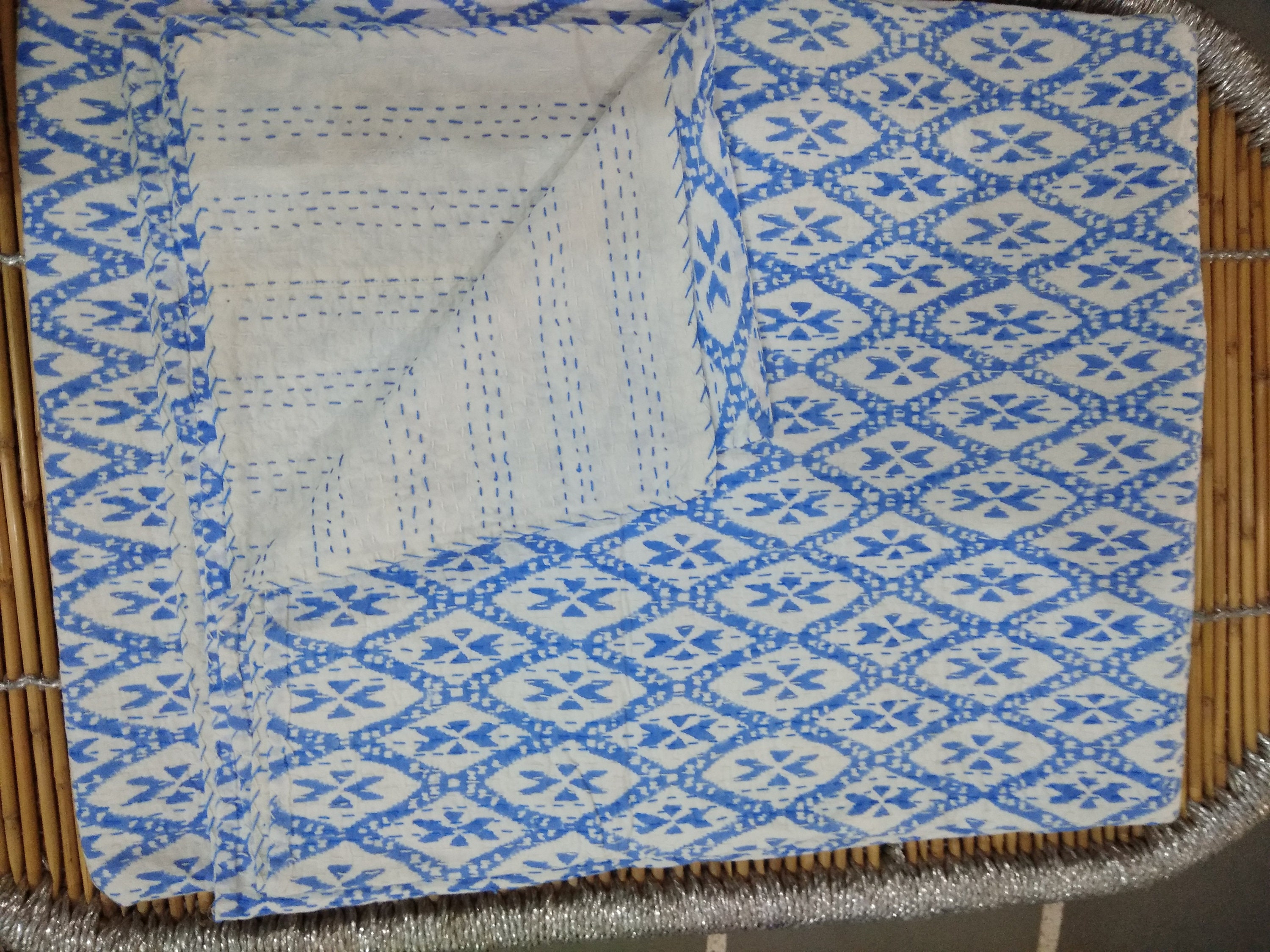 Three Size Bed Available Ikat Hand Block Print Kantha Quilt - Etsy