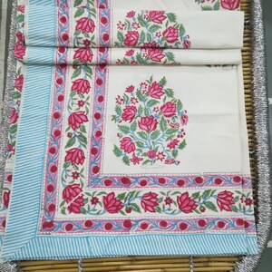 Indian Hand Block Print Flat Bed Sheet Handmade Cotton Floral Print Bed ...