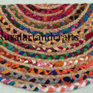 Round Chindi Floor Mat Reversible Braided Rug Cotton Handmade Rug Hand ...