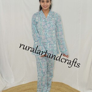 Indian Women Hand Block Print Nightwear Floral Print Short Set Pajamas ...