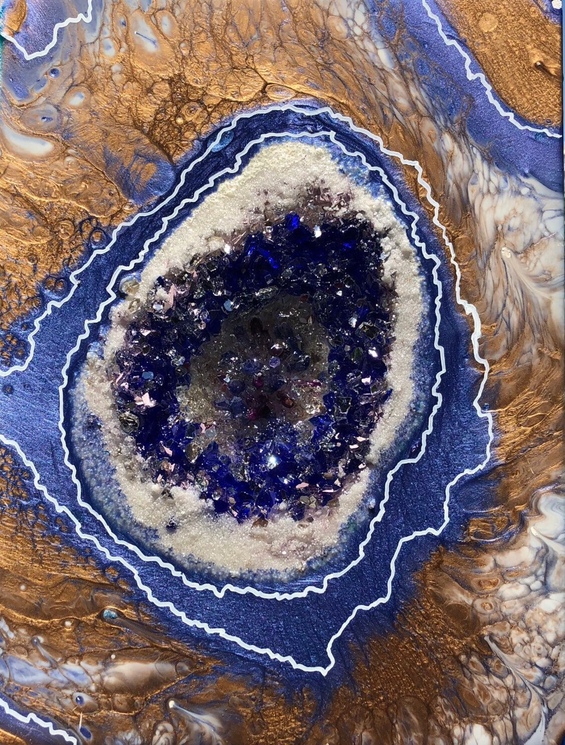 3D Resin Geode wall art with glass and stones. Wall art | Etsy