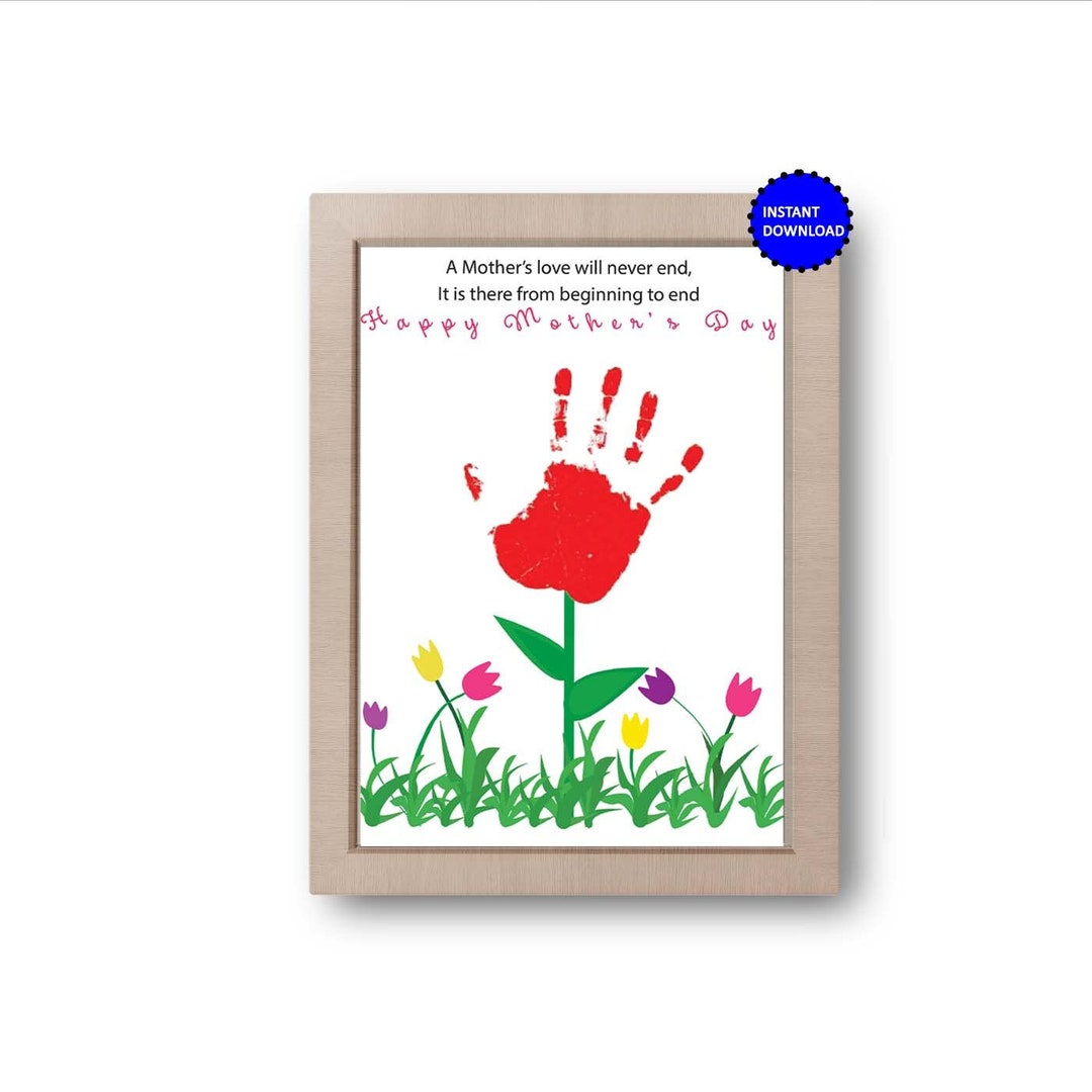 Handprint Flower Art, Mother's Day Gift, Mom's Birthday Gift , Gift for ...