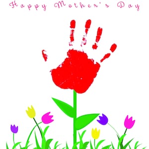 Handprint Flower Art, Mother's Day Gift, Mom's Birthday Gift , Gift for ...