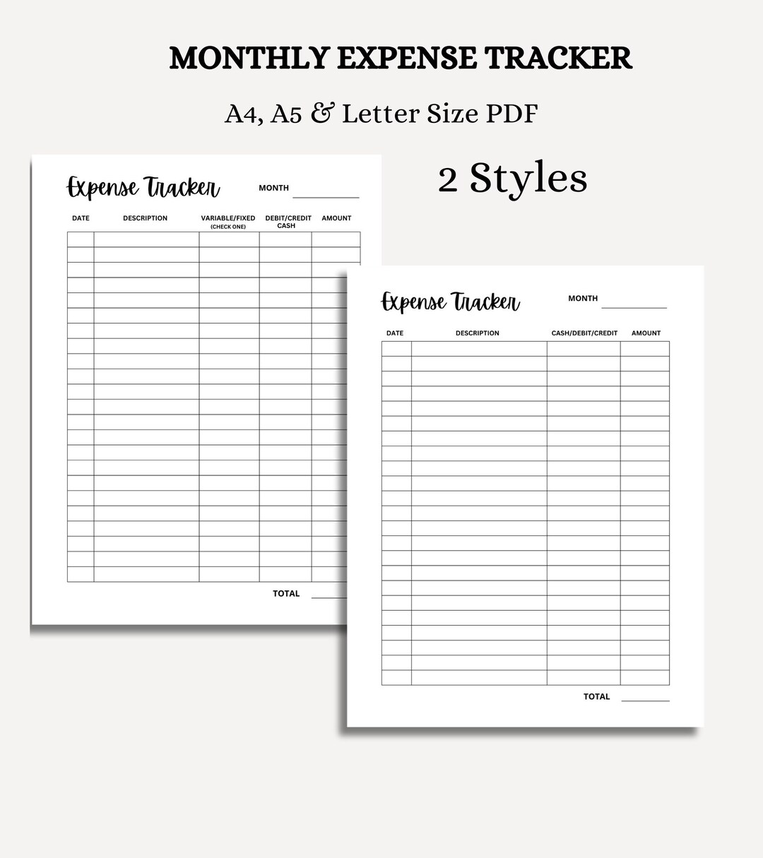 Expense Tracker Printable, Bill Tracker, Minimalist Expense Tracker ...