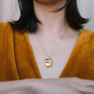 Square Medallion Necklace Gold Rectangle Pendant Necklace | Etsy